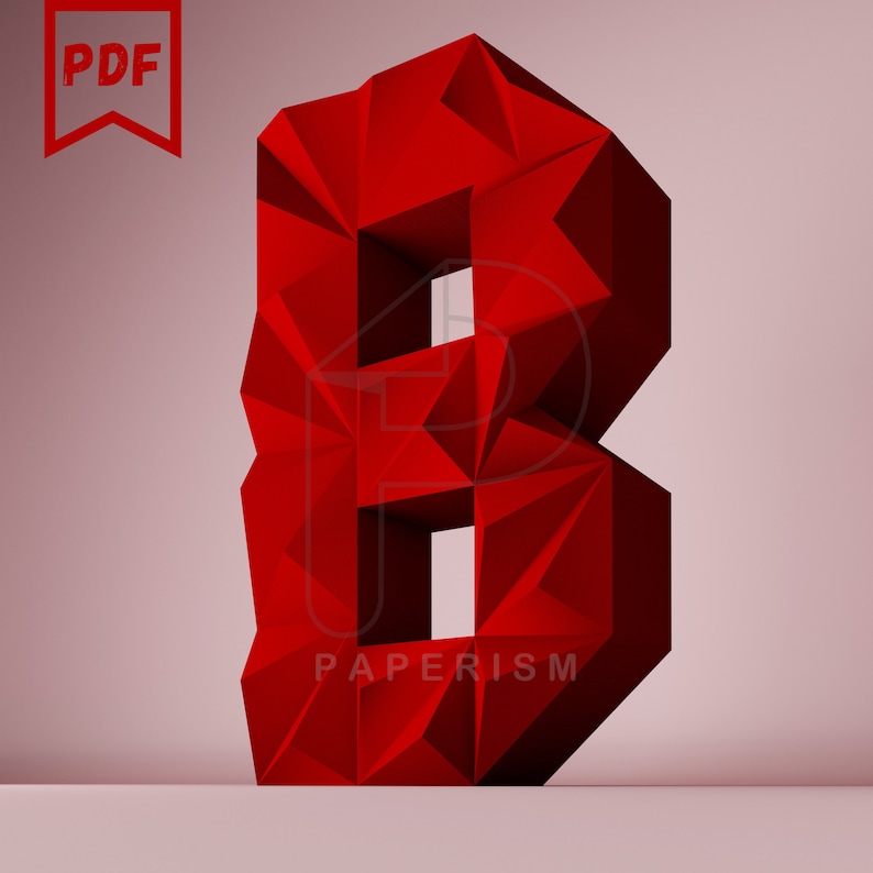 B 3d Letter, Pdf Template Kit, Low Poly Letters, DIY 3d Alphabet ...