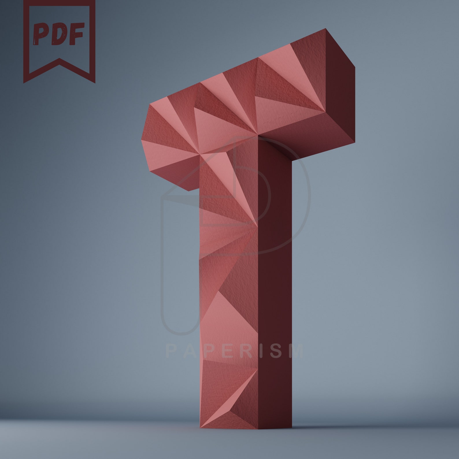 T Low Poly Papercraft, Letter, Alphabet T 3D, 3D Lyric, Papercraft ...