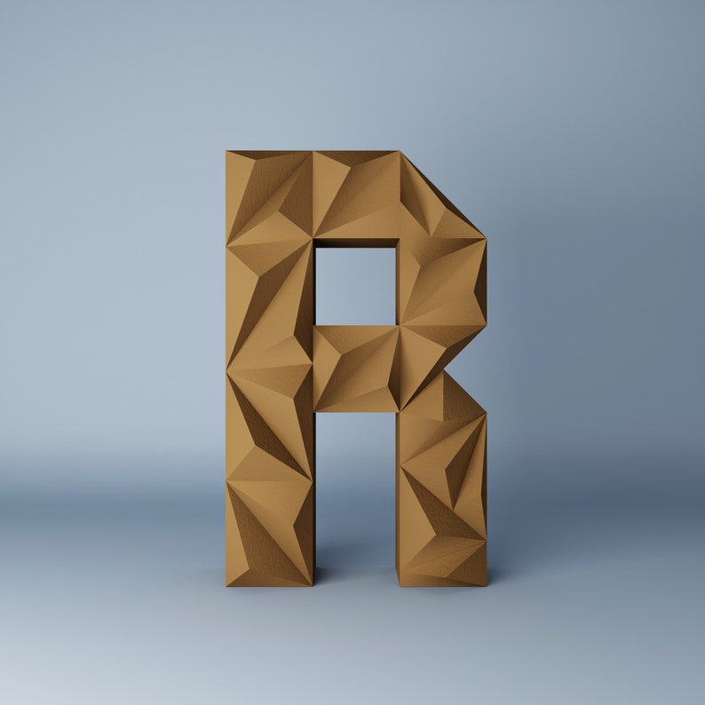 R Low Poly Papercraft Letter Alphabet R 3D 3D Lyric Gift | Etsy