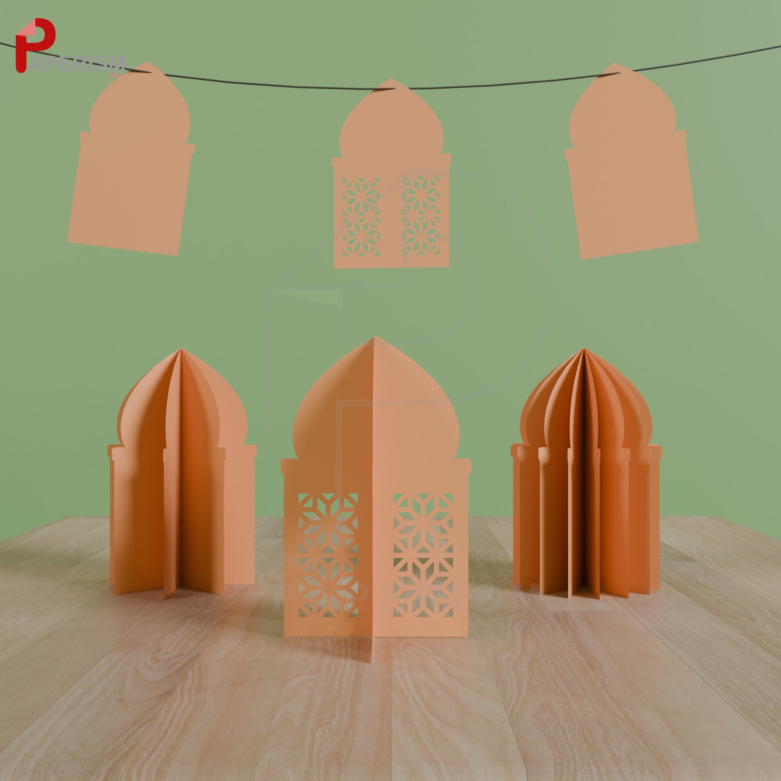 3D Hanging Mosque Papercraft, PRINTABLE Ramadan Decoration, SVG Paper ...