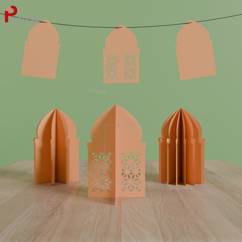 3D Hanging Mosque Papercraft, PRINTABLE Ramadan Decoration, SVG Paper ...