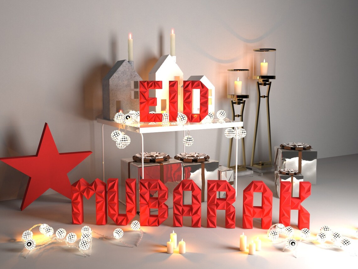 Eid DIY Freestanding Sign, Eid Word Decor, Pdf Template Papercraft ...
