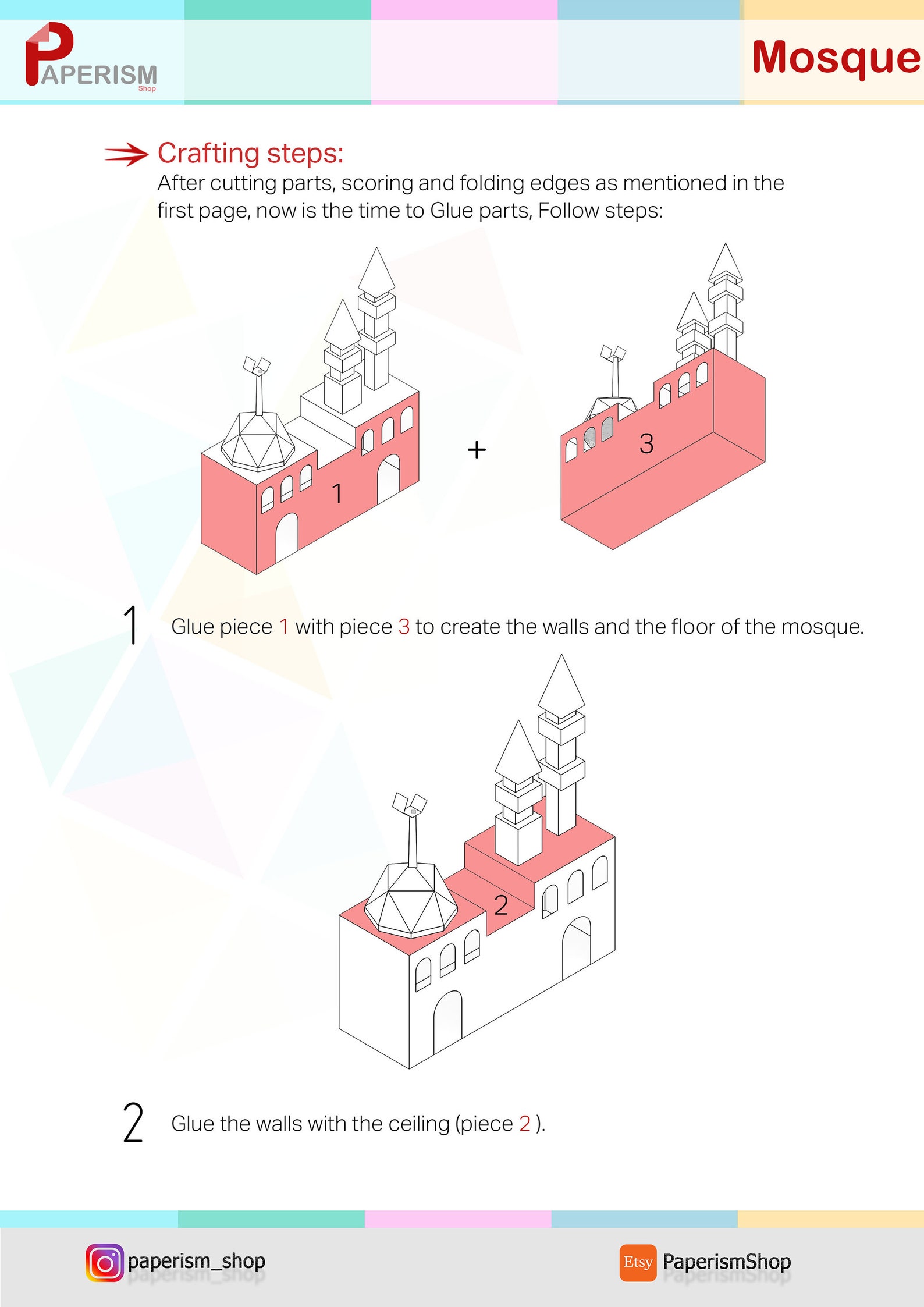 3D Mosque Model, PRINTABLE Ramadan Decor, Ramadan Papercraft Lantern ...