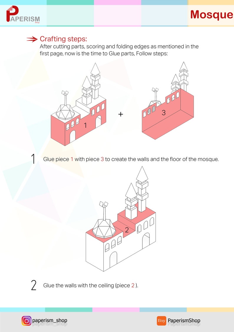 3D Mosque Model PRINTABLE Ramadan Decor Islamic Papercraft - Etsy