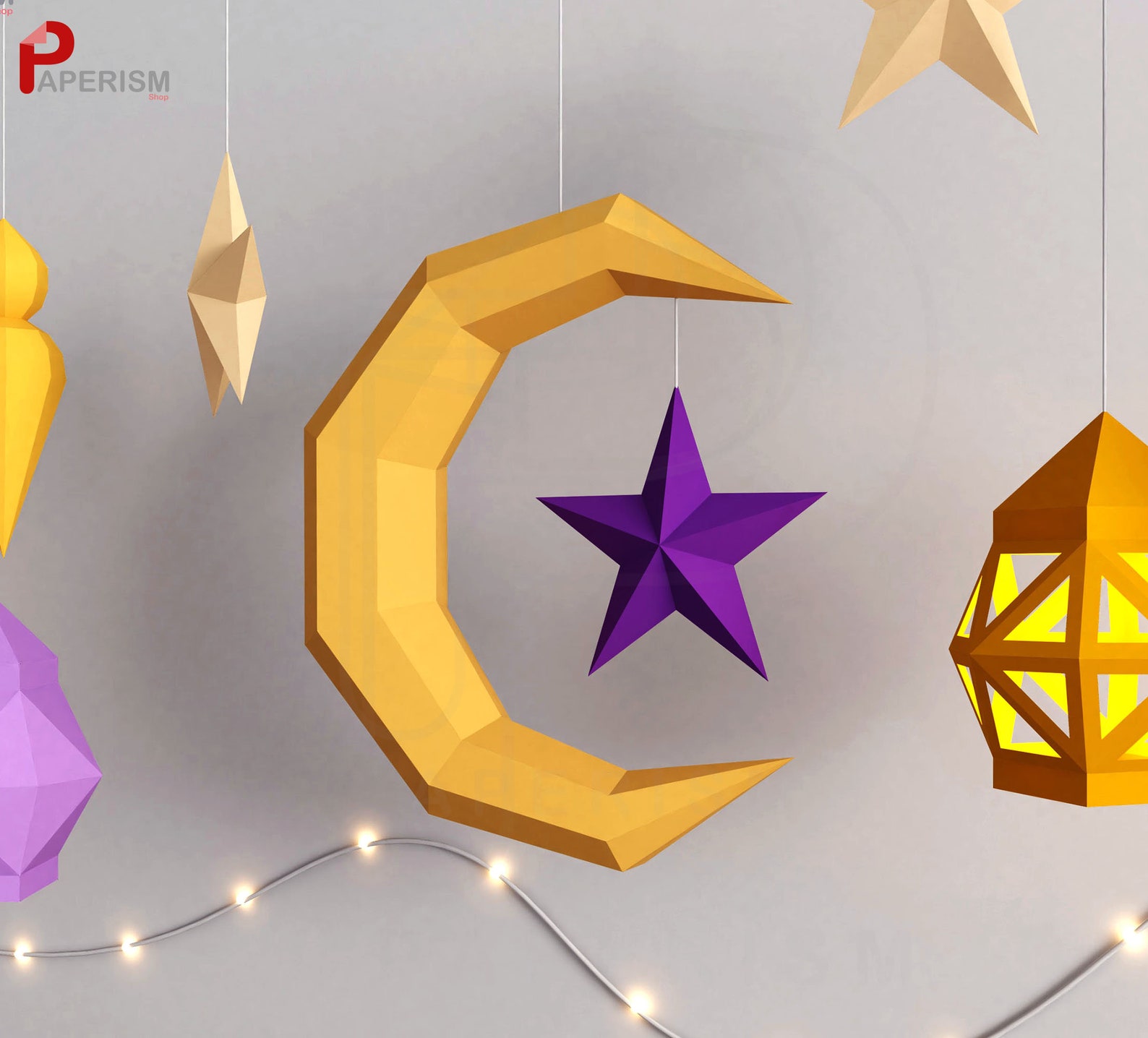 Ramadan Hilal & Star DIY, Hanging Ramadan Moon, Ramadan Crescent Moon ...