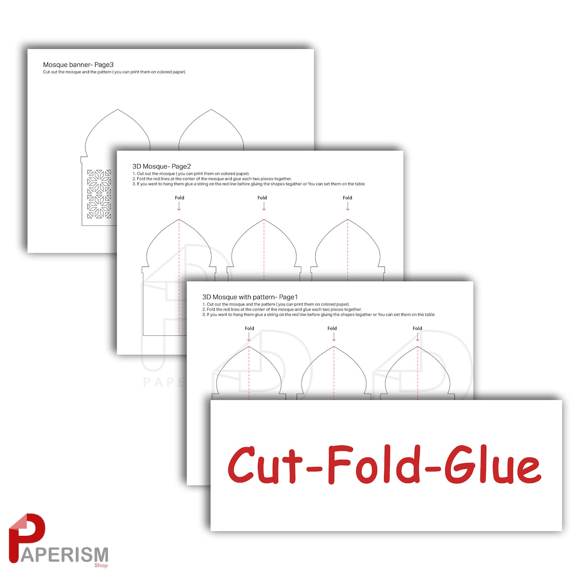 3D Hanging Mosque Papercraft, PRINTABLE Ramadan Decoration, SVG Paper ...