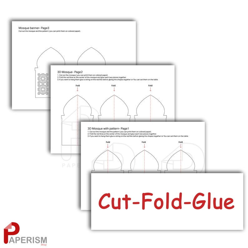 3D Hanging Mosque Papercraft, PRINTABLE Ramadan Decoration, SVG Paper ...