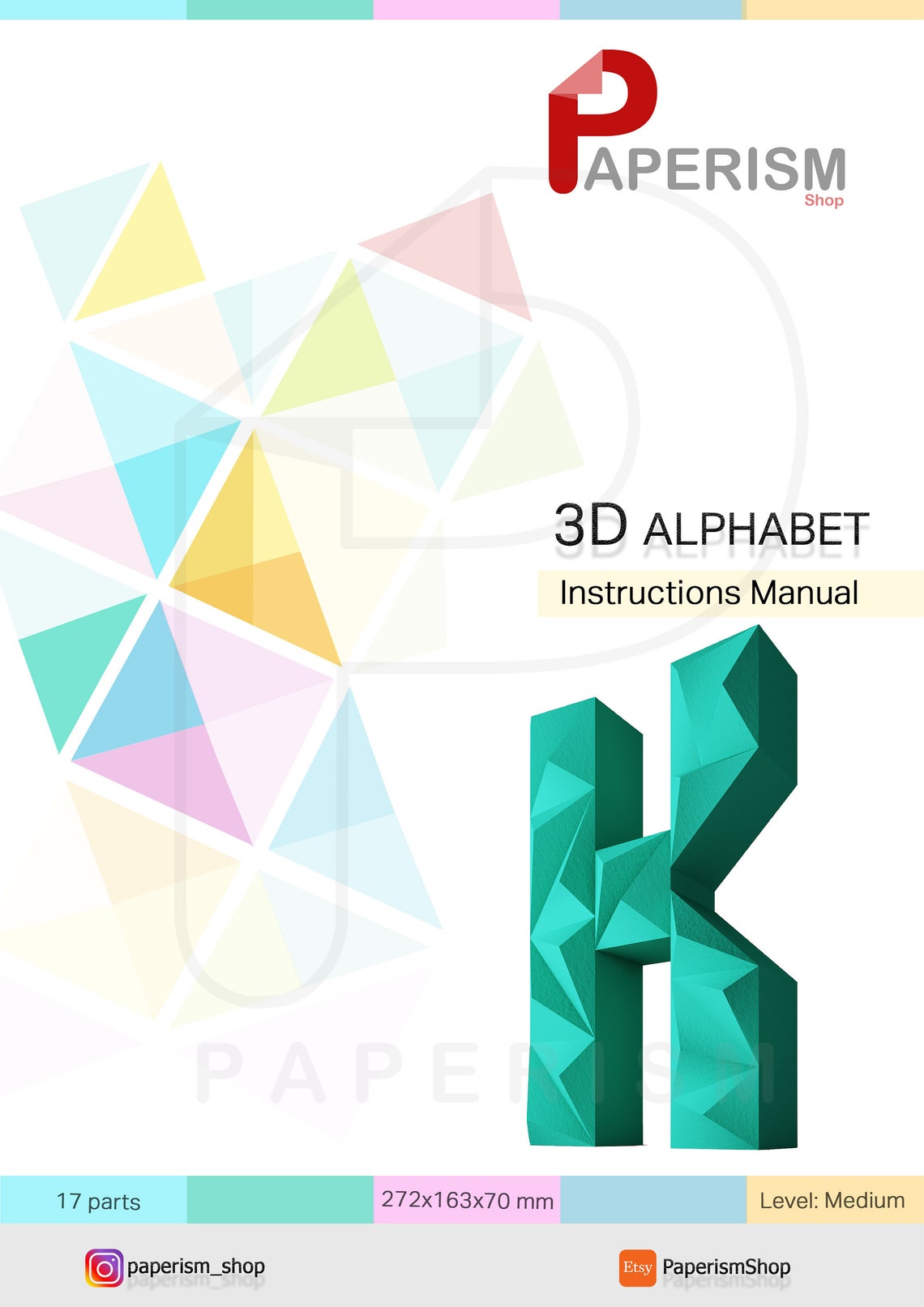 K Low Poly Papercraft, Letter, K 3D, 3D Lyric, Gift, Papercraft Letters ...