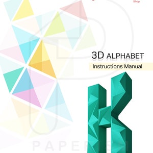 K Low Poly Papercraft, Letter, K 3D, 3D Lyric, Gift, Papercraft Letters ...