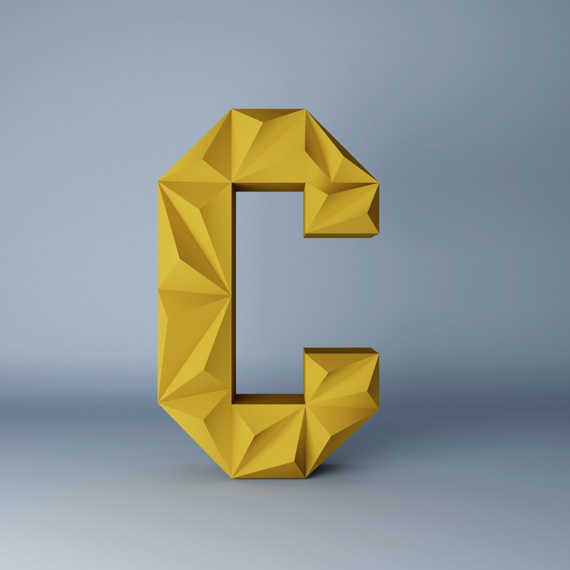 C Letter Low Poly Papercraft Alphabet C 3D Lyric origami | Etsy