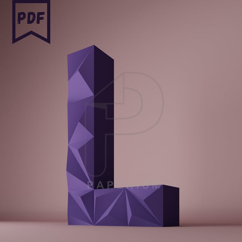 L Low Poly Papercraft, Letter, Alphabet L 3D, 3D Lyric, Papercraft ...