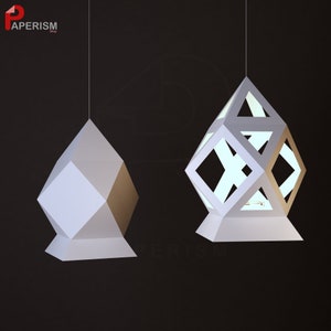 Fall Paper Lantern, Geometric Papercraft Lantern, 3d Hanging Light ...