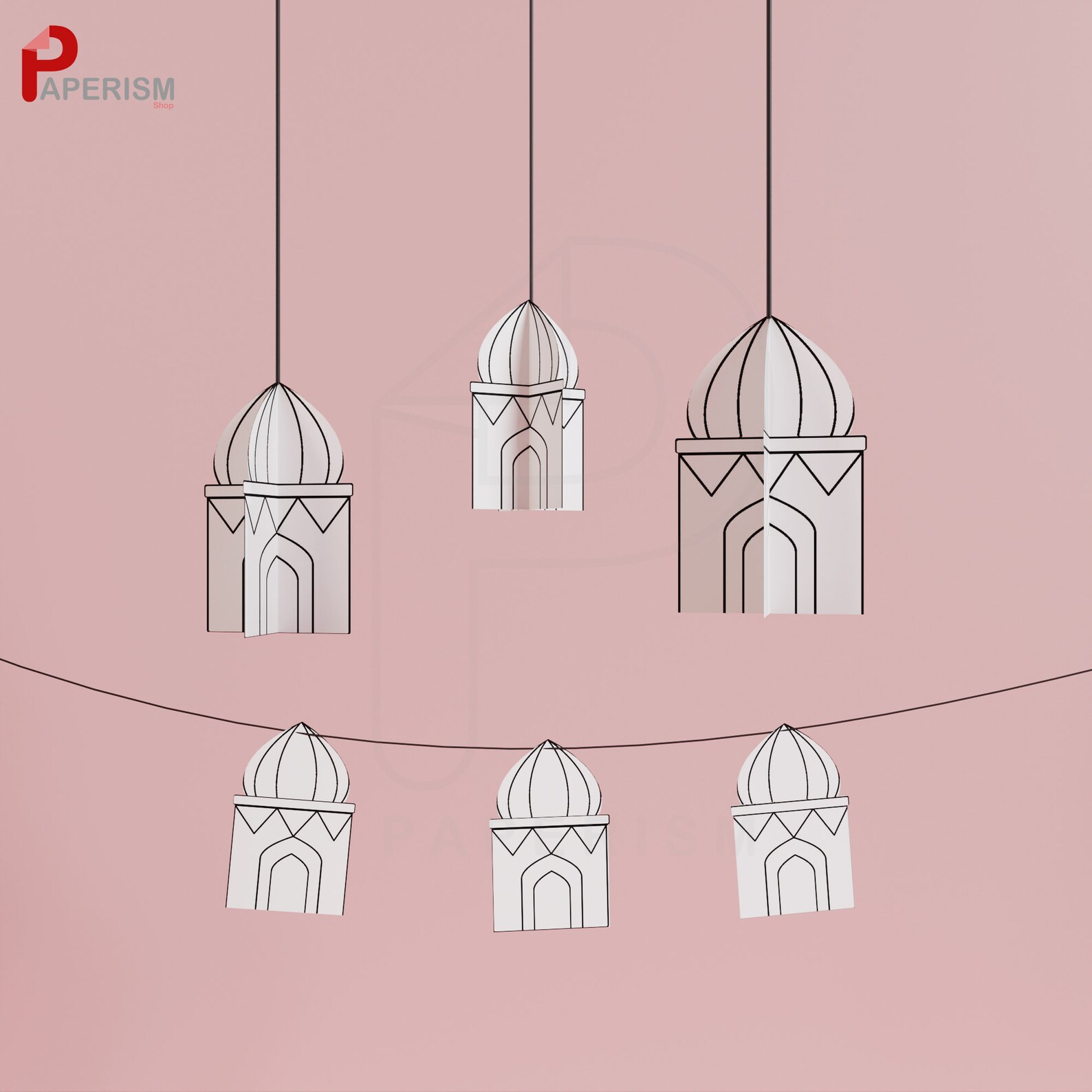 3D Mosque Coloring Papercraft, PRINTABLE Ramadan Crafts for Kids, Paper ...