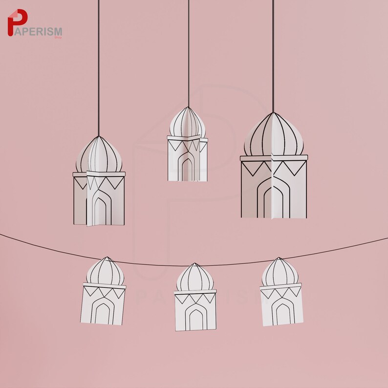 3D Mosque Coloring Papercraft, PRINTABLE Ramadan Crafts for Kids, Paper ...