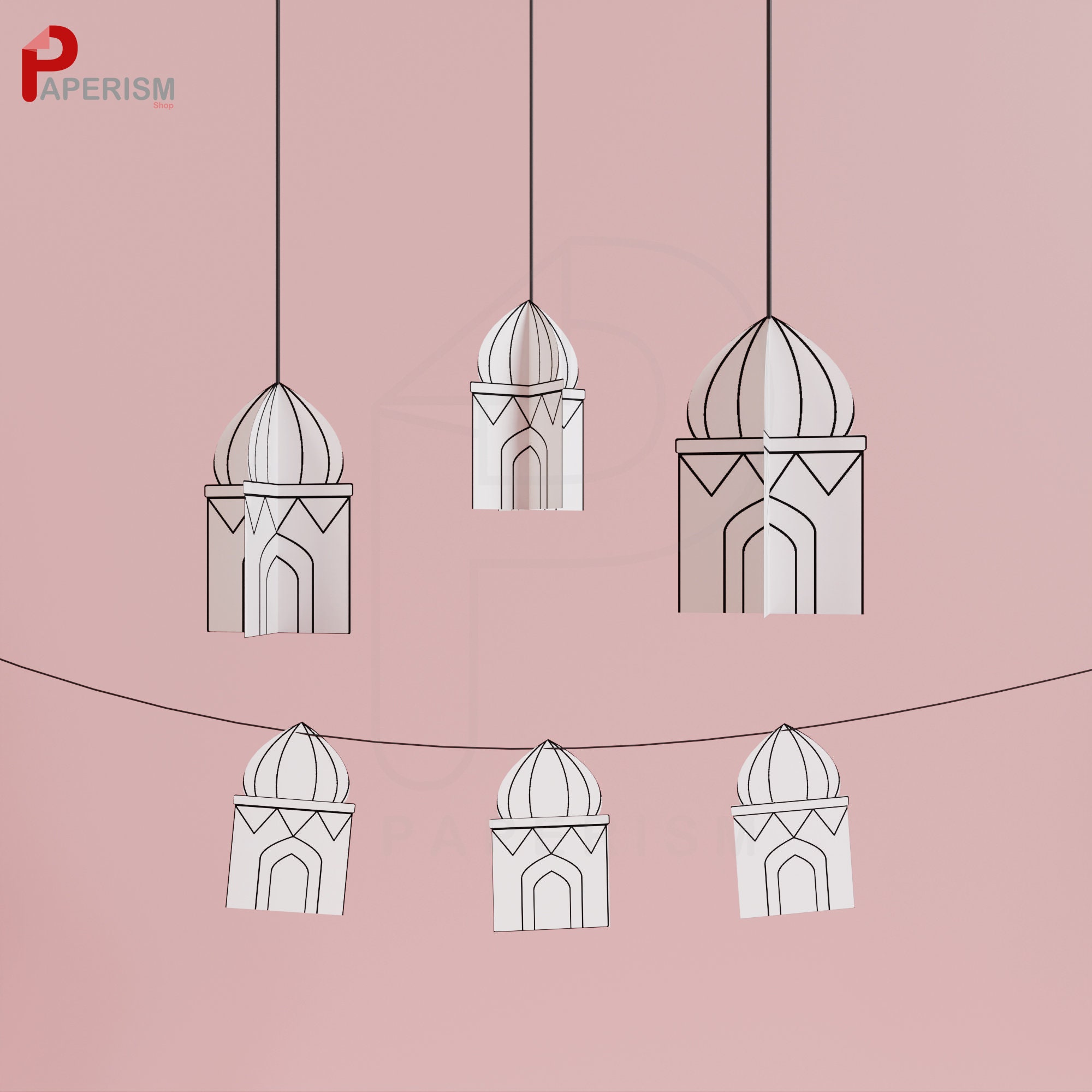 3D Mosque Coloring Papercraft, PRINTABLE Ramadan Crafts for Kids, Paper ...