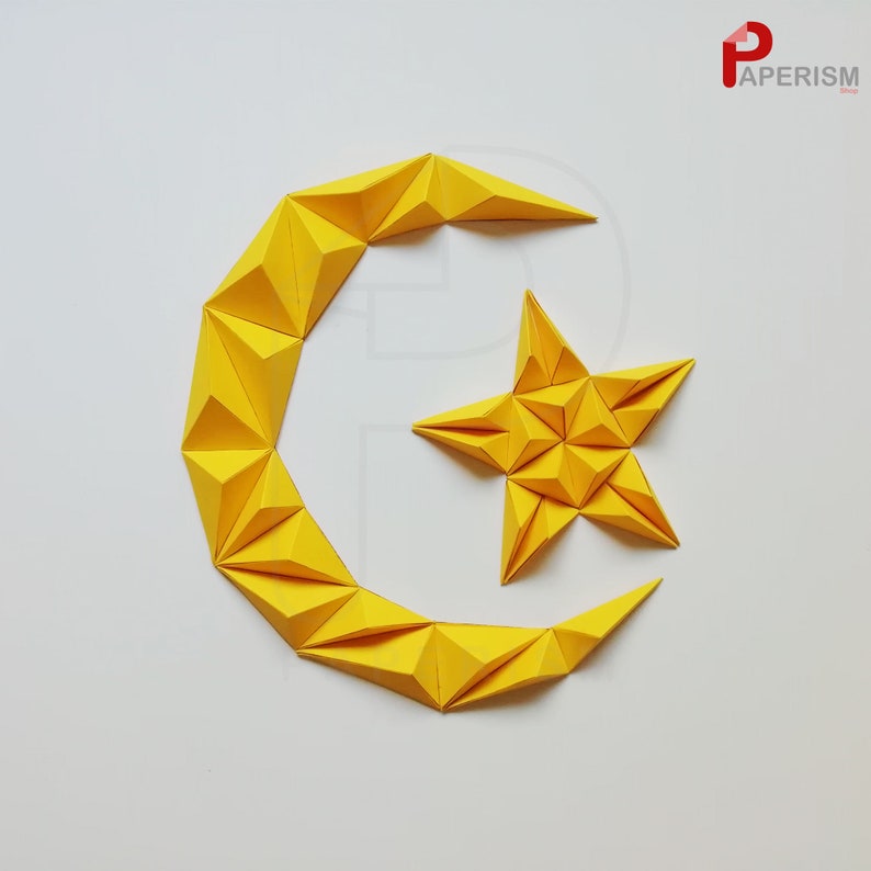 Mosaic Crescent & Star Ramadan Decoration, Origami Ramadan DIY Decor ...