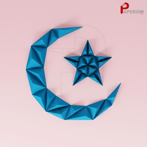 Mosaic Crescent & Star Ramadan Decoration, Origami Ramadan DIY Decor ...