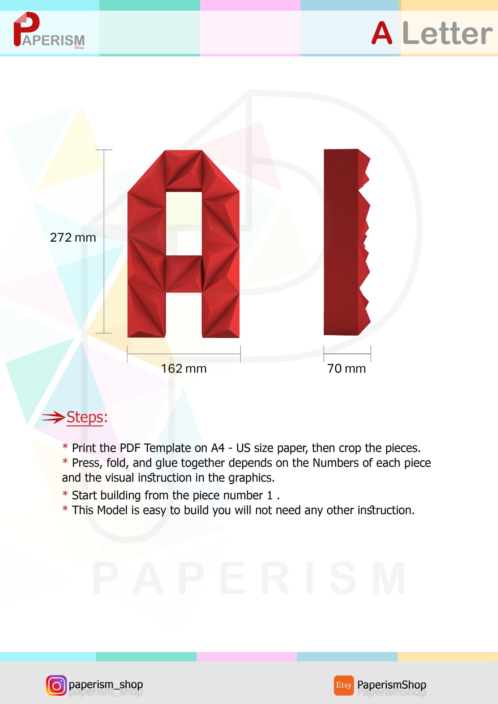 A Letter DIY Papercraft, 3d Paper Alphabet, Classroom Alphabet Decor ...