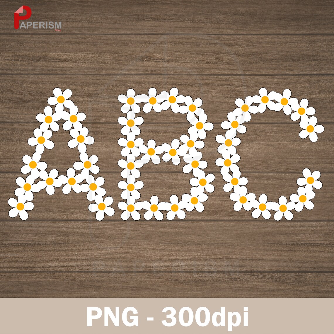 Floral Letters PNG Alphabet Bundle, Daisy Alpha Pack, Clipart Daisy ...