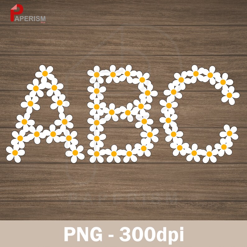 Floral Letters PNG Alphabet Bundle, Daisy Alpha Pack, Clipart Daisy ...
