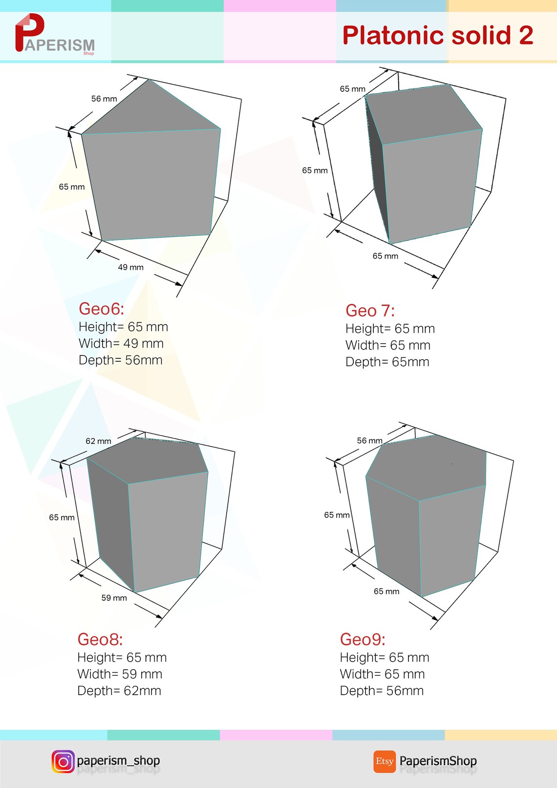 Volume of Prism Nets, 3d Platonic Solid Set 2, DIY Polyhedron Models ...