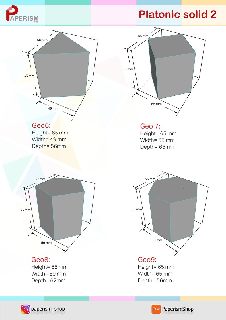 Volume of Prism Nets, 3d Platonic Solid Set 2, DIY Polyhedron Models ...