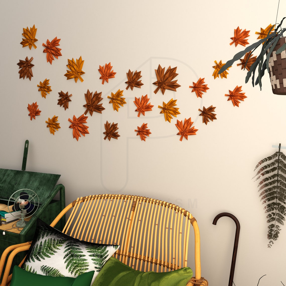 3d Fall Paper Leafs, Origami Autumn Leaves, DIY Printable Fall Decor ...