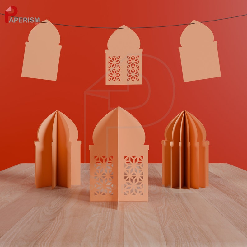 3D Hanging Mosque Papercraft, PRINTABLE Ramadan Decoration, SVG Paper ...