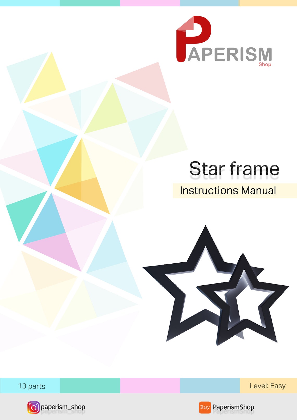 Star Frame Low Poly Papercrafts, Hand Made Star Decoration, 3d Star ...
