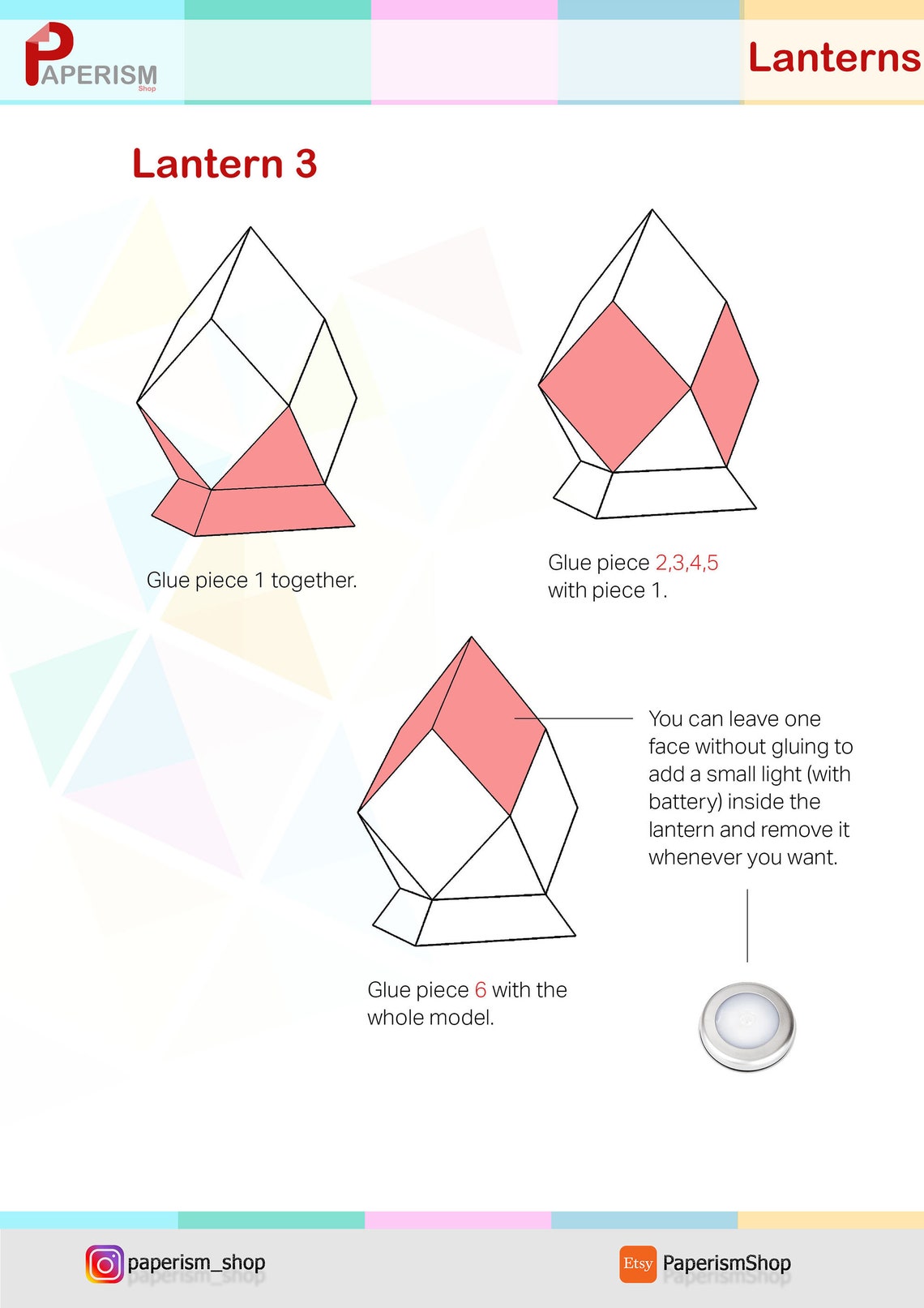 Fall Paper Lantern Geometric Papercraft Lantern 3d Hanging - Etsy