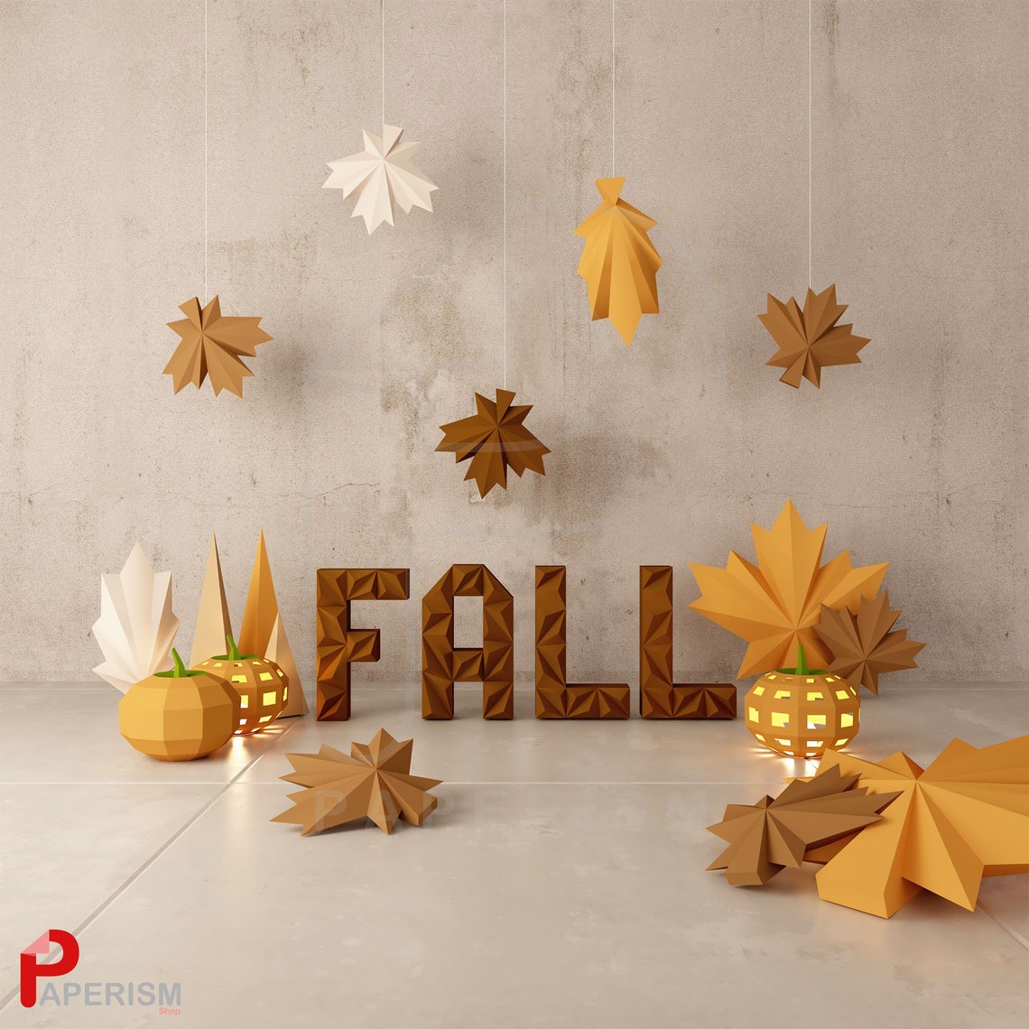 Fall Corner BUNDLE Papercraft, DIY Fall Fireplace Decor, Pdf Printable ...