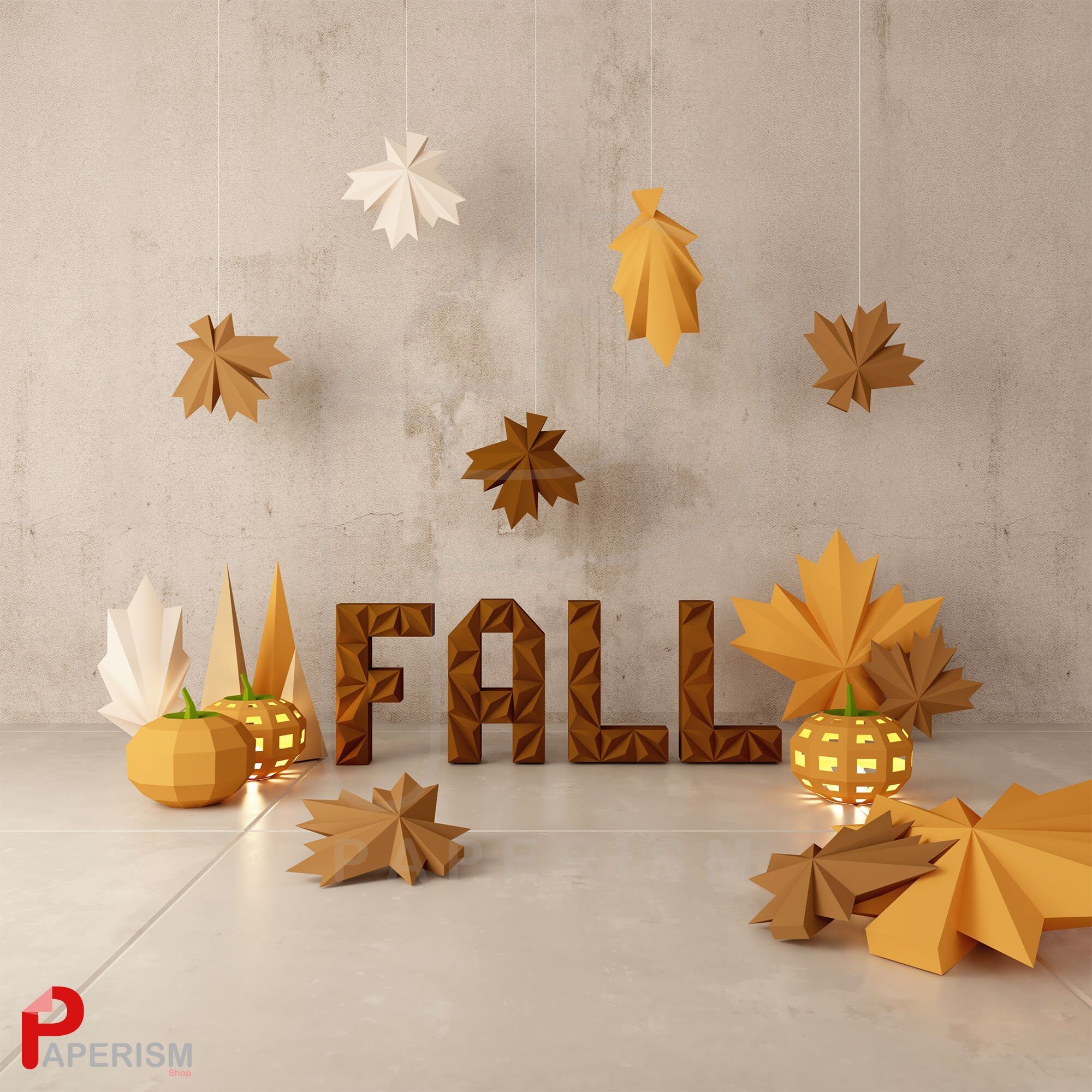 Fall Corner BUNDLE Papercraft, DIY Fall Fireplace Decor, Pdf Printable ...