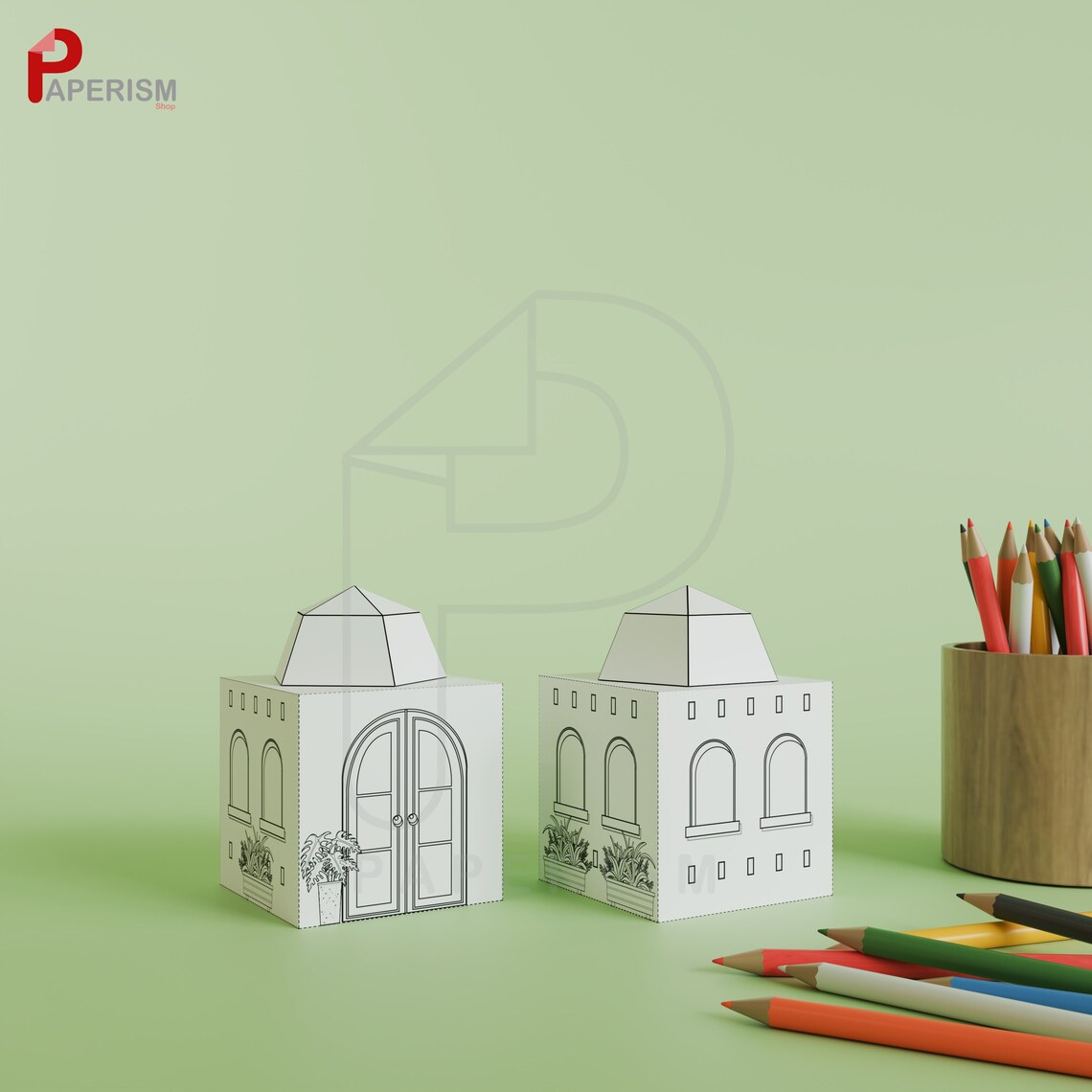 3D Mosque Coloring Papercraft, PRINTABLE Ramadan Crafts for Kids, Paper ...