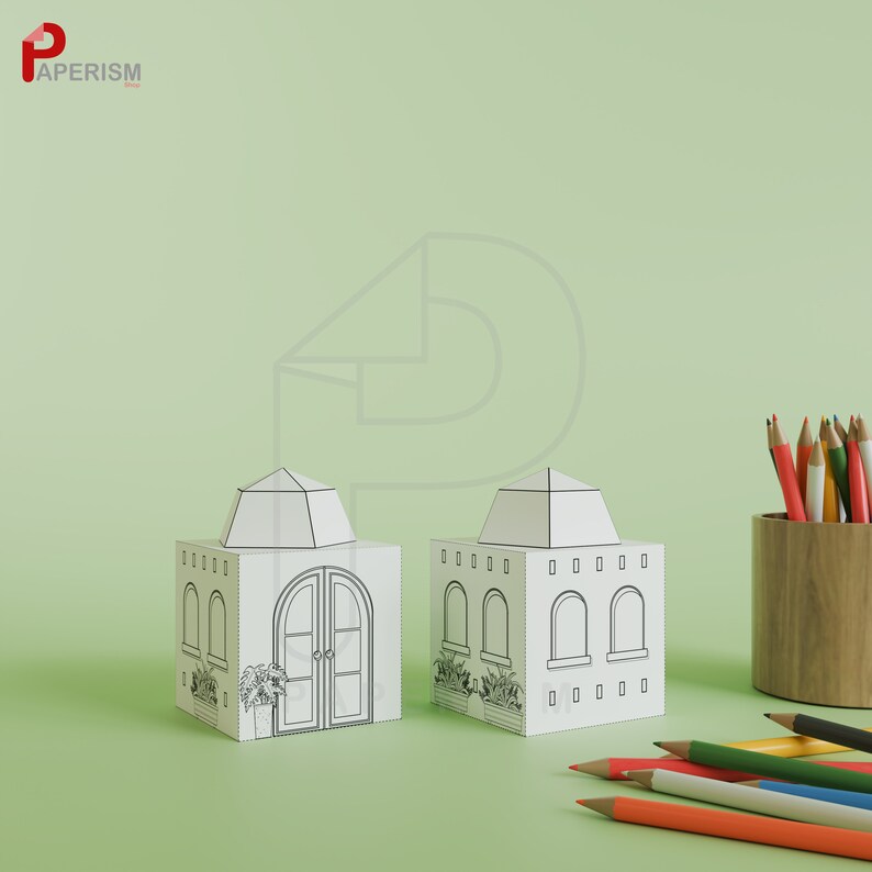 3D Mosque Coloring Papercraft, PRINTABLE Ramadan Crafts for Kids, DIY ...