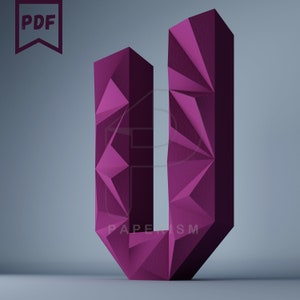 U Low Poly Papercraft, Letter, Alphabet U 3D, 3D Lyric, Gift ...