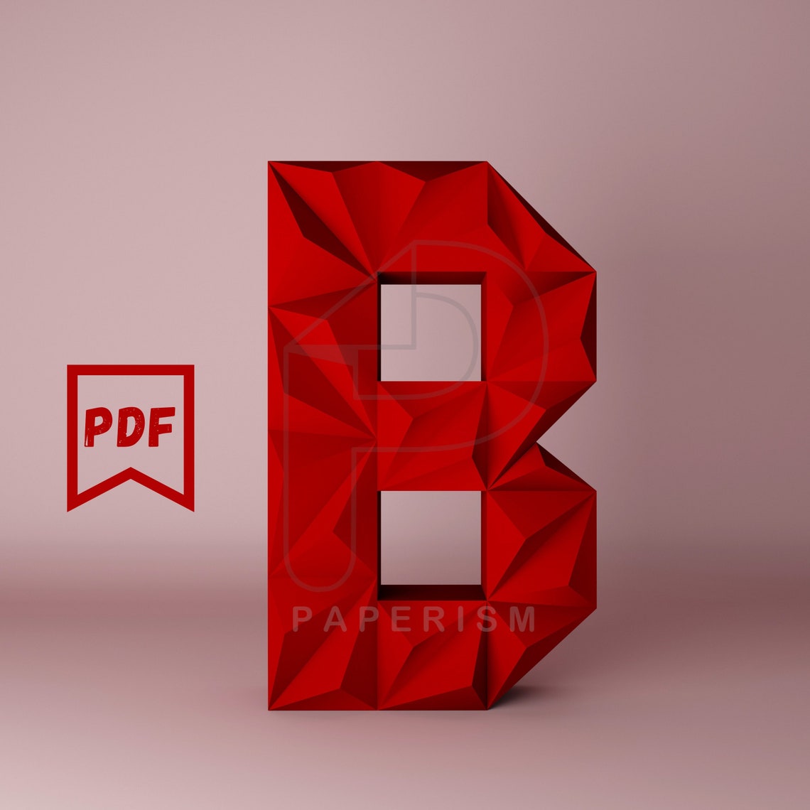 B 3d Letter Pdf Template Kit Low Poly Letters DIY 3d - Etsy