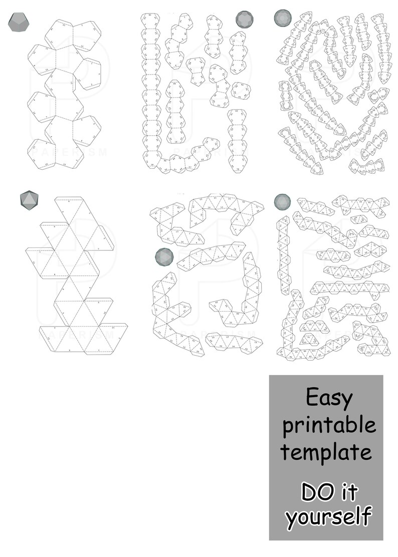 Polygons & Polyhedrons Foldable 3d Nets, 3d Platonic Solid Set 3, DIY ...