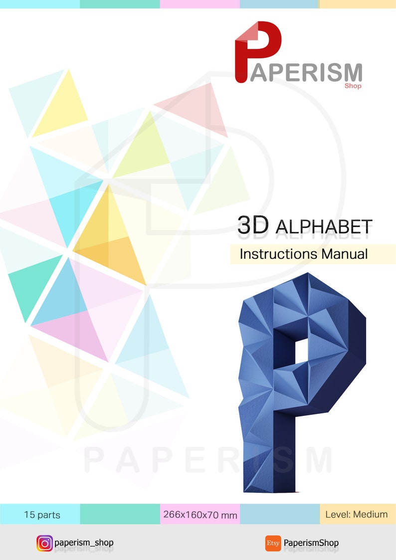 P Low Poly Papercraft, Letter, Alphabet P 3D, 3D Lyric, Gift ...