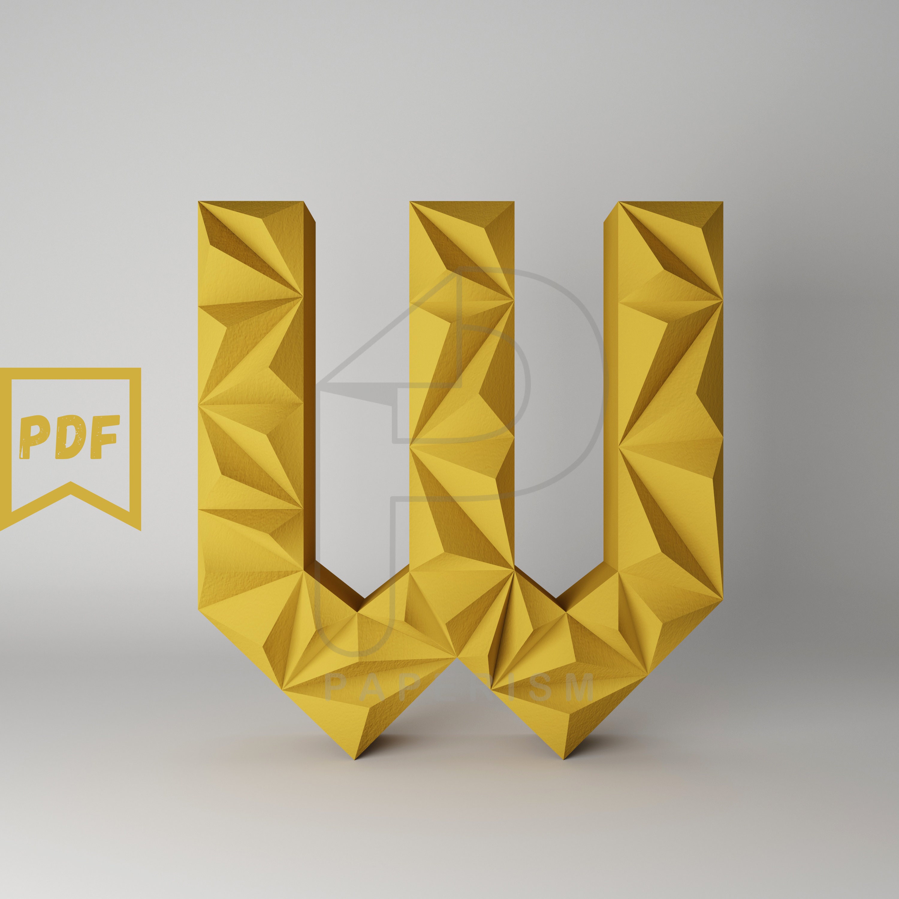 W Low Poly Papercraft, Letter, Alphabet W 3D, 3D Lyric, Gift ...