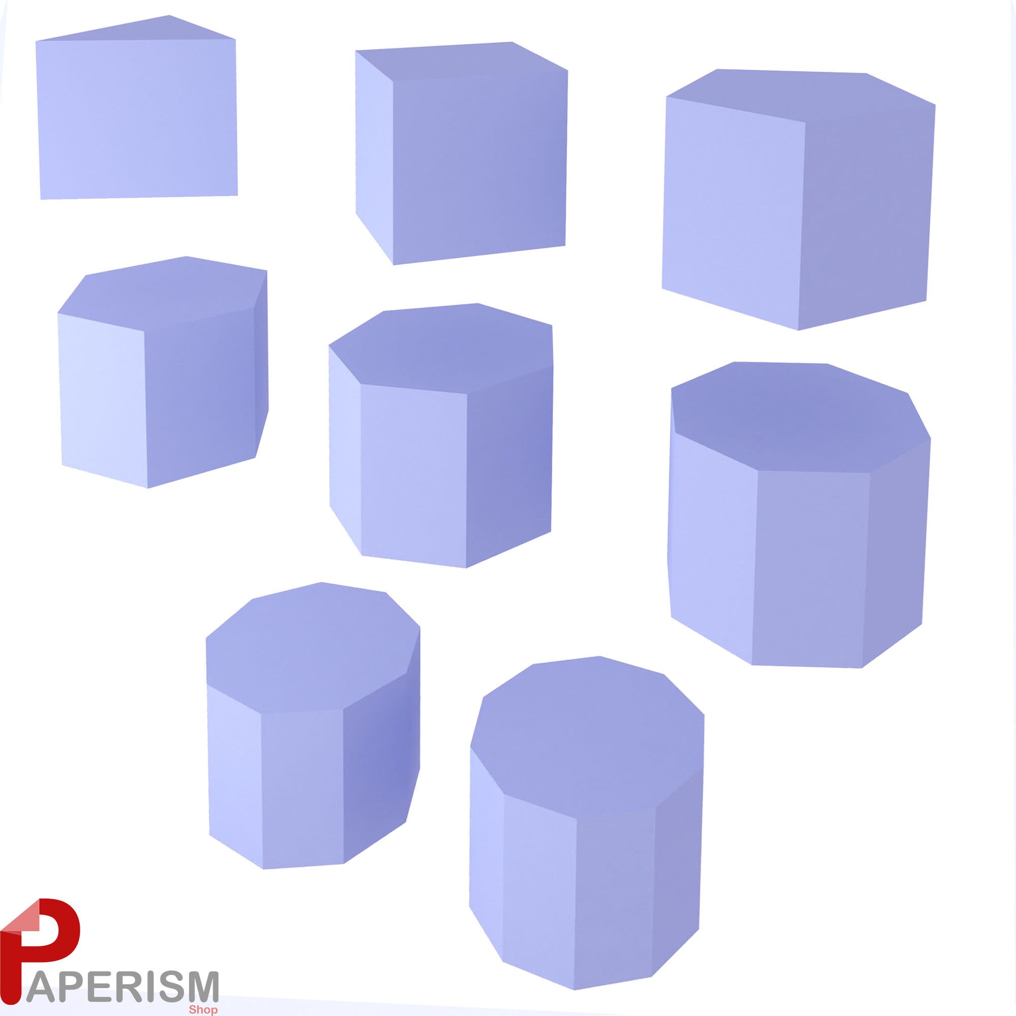 Volume of Prism Nets, 3d Platonic Solid Set 2, DIY Polyhedron Models ...