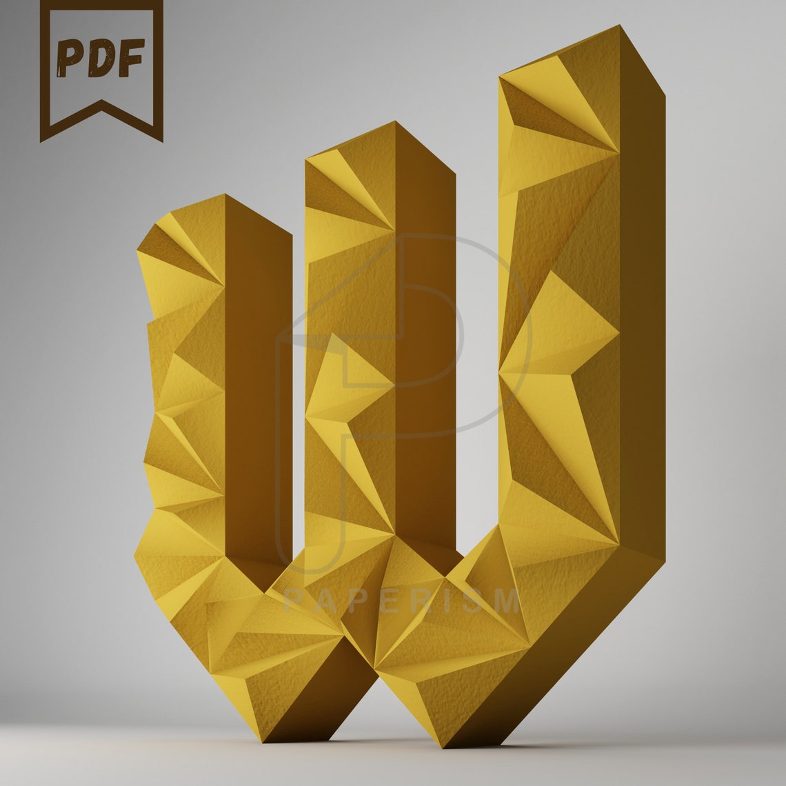 W Low Poly Papercraft Letter Alphabet W 3D 3D Lyric Gift - Etsy