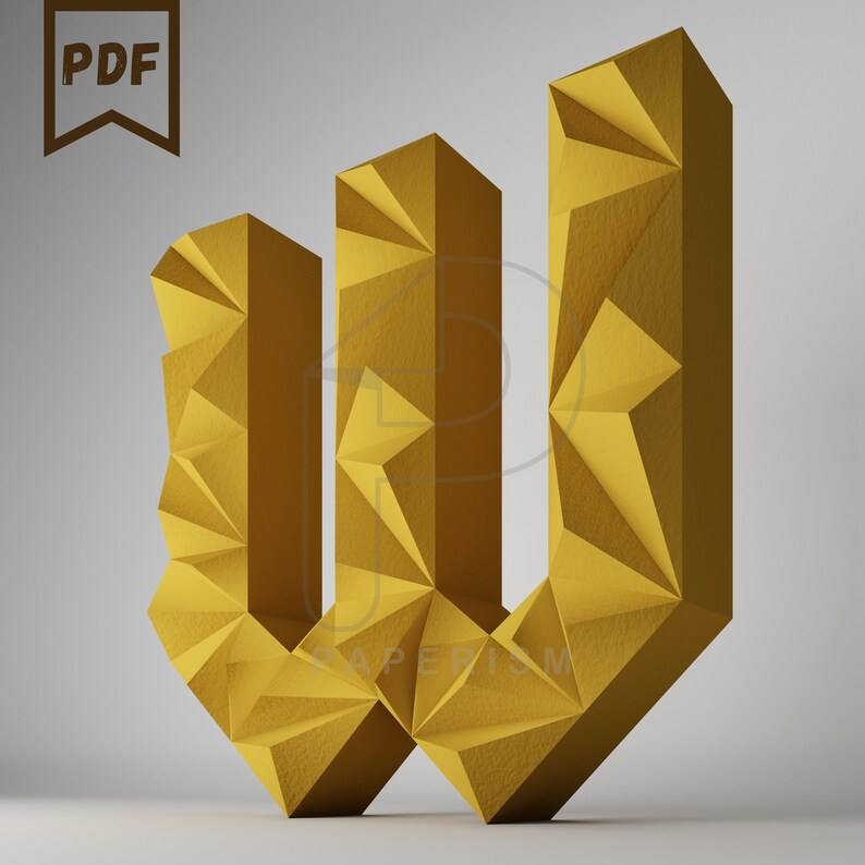 W Low Poly Papercraft Letter Alphabet W 3D 3D Lyric Gift - Etsy