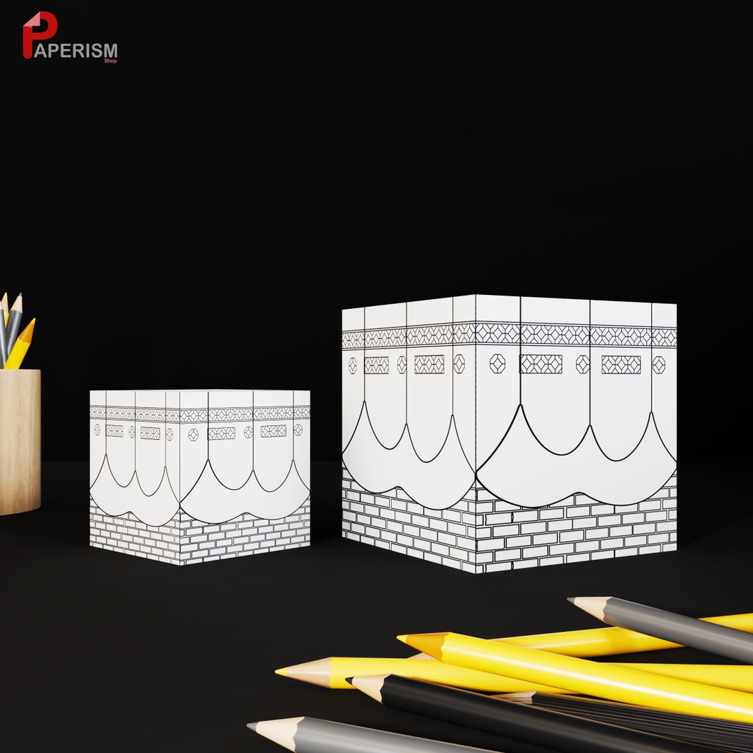 3d Kaaba Coloring Papercraft, PRINTABLE Hajj Crafts for Kids, Paper ...