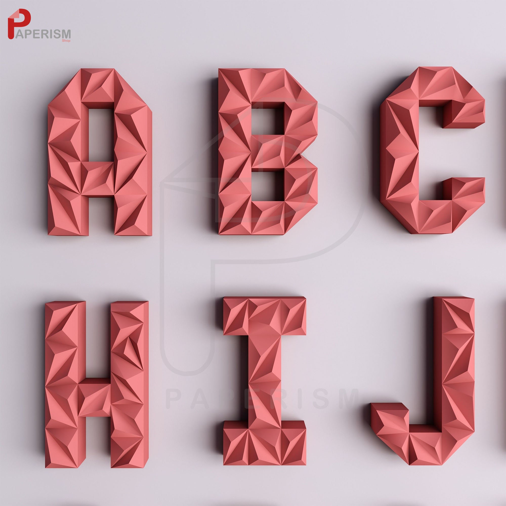 Printable PDF DIY Template, Letters A-Z Low Poly Paper Model, 3D Paper ...
