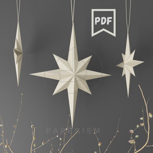 North Star Pdf Printable Template Low Poly Christmas - Etsy