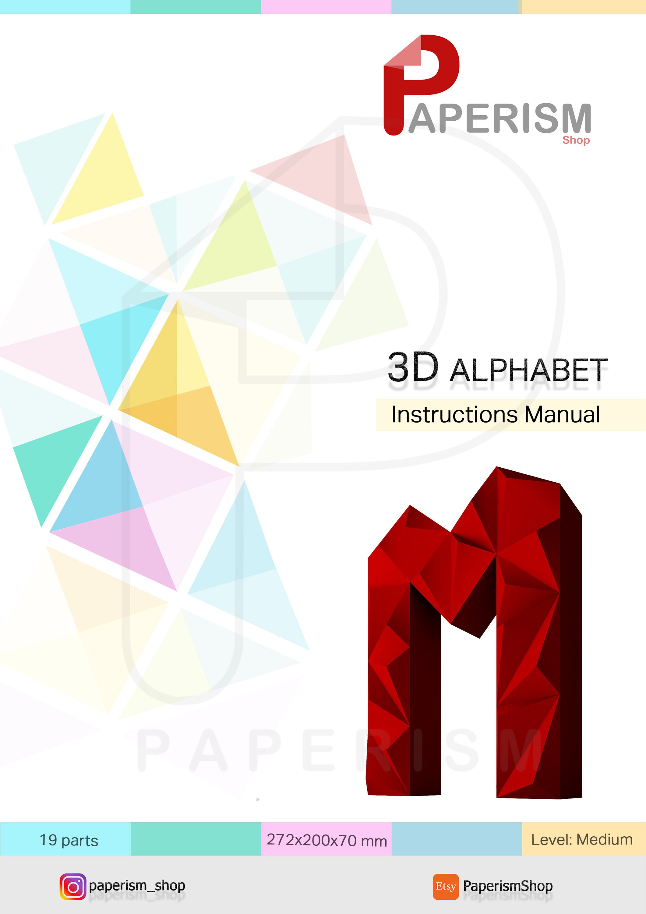 M Low Poly Papercraft, Letter, Alphabet M 3D, 3D Lyric, Gift ...