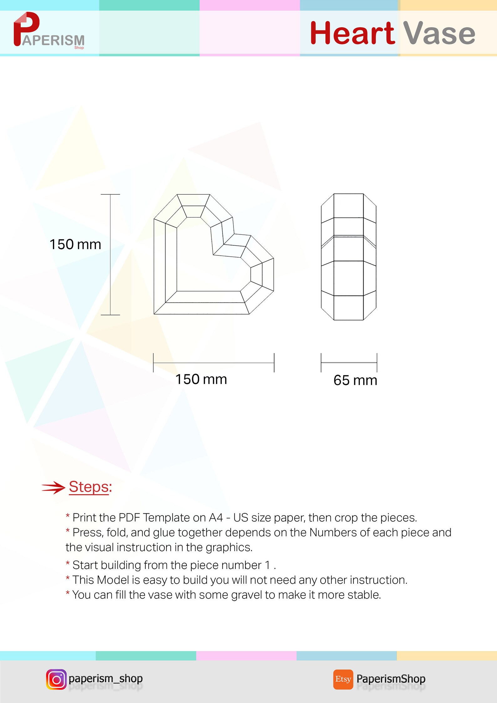 Heart Vase Papercrafts Template, 3d Svg Heart Crafts, Heart Shaped ...