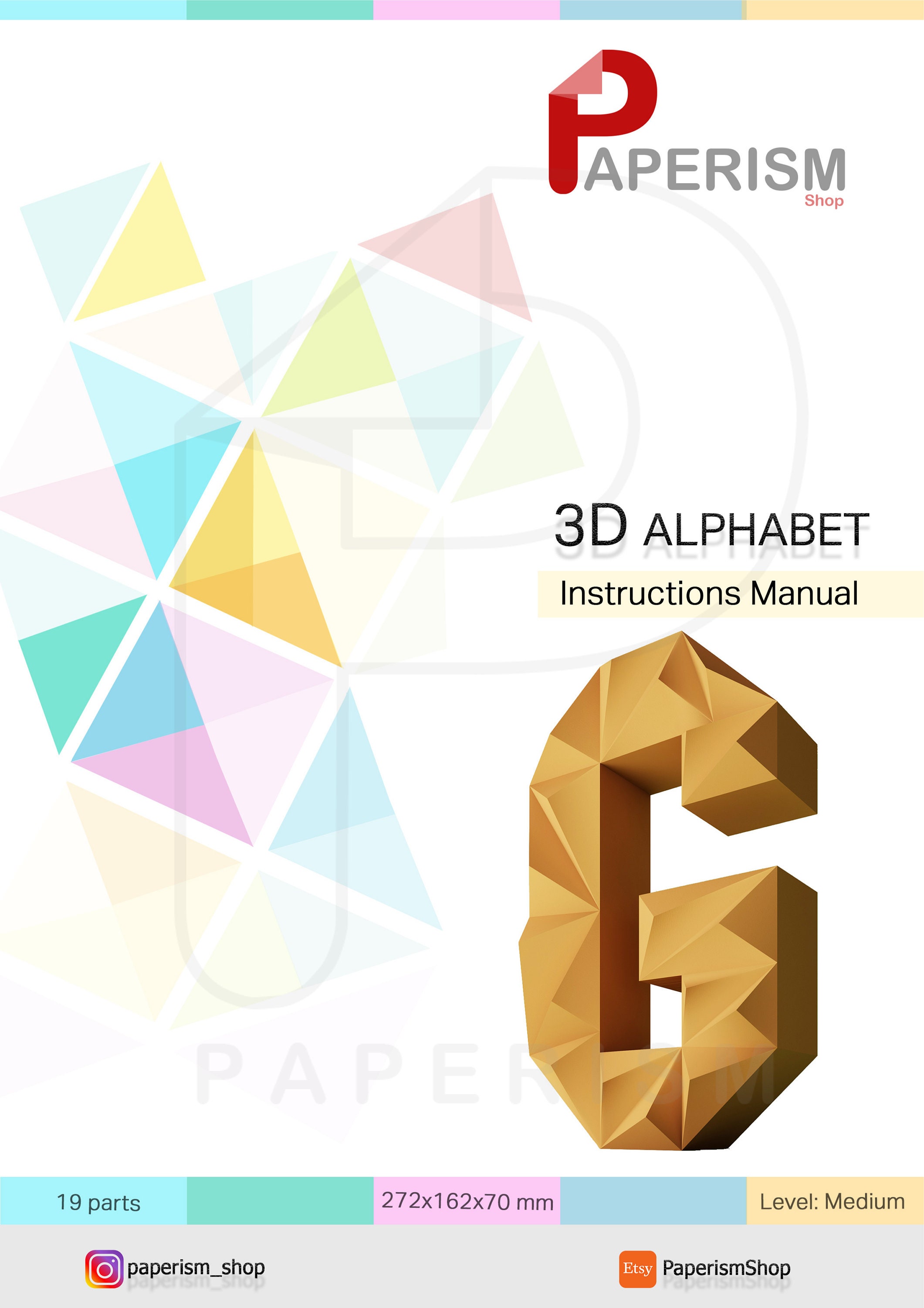 G Low Poly Papercraft Letter Alphabet G 3D 3D Lyric - Etsy