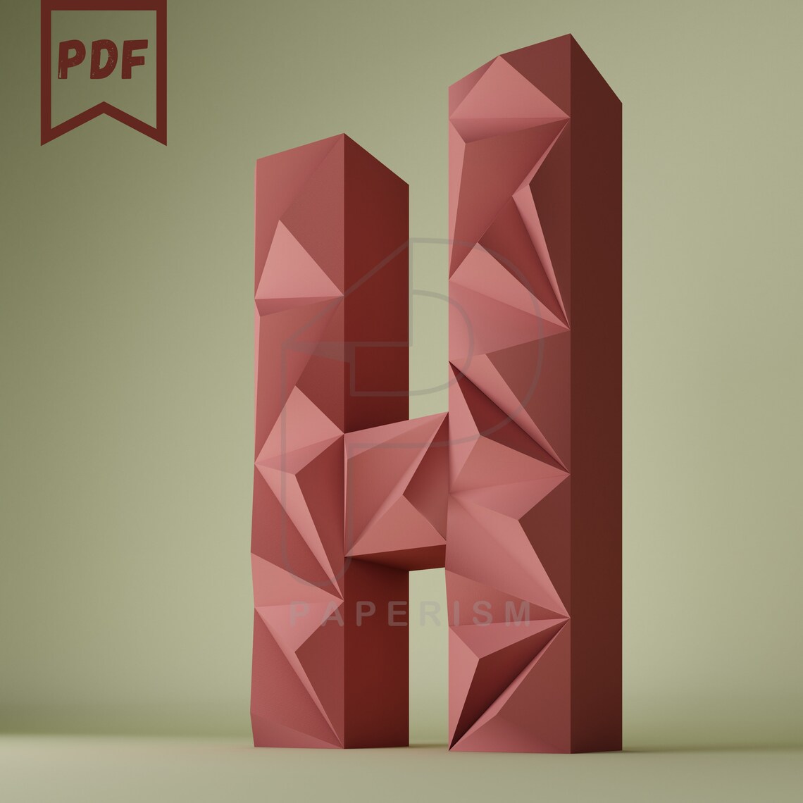 H Low Poly Papercraft Letter Alphabet H 3D 3D Lyric - Etsy