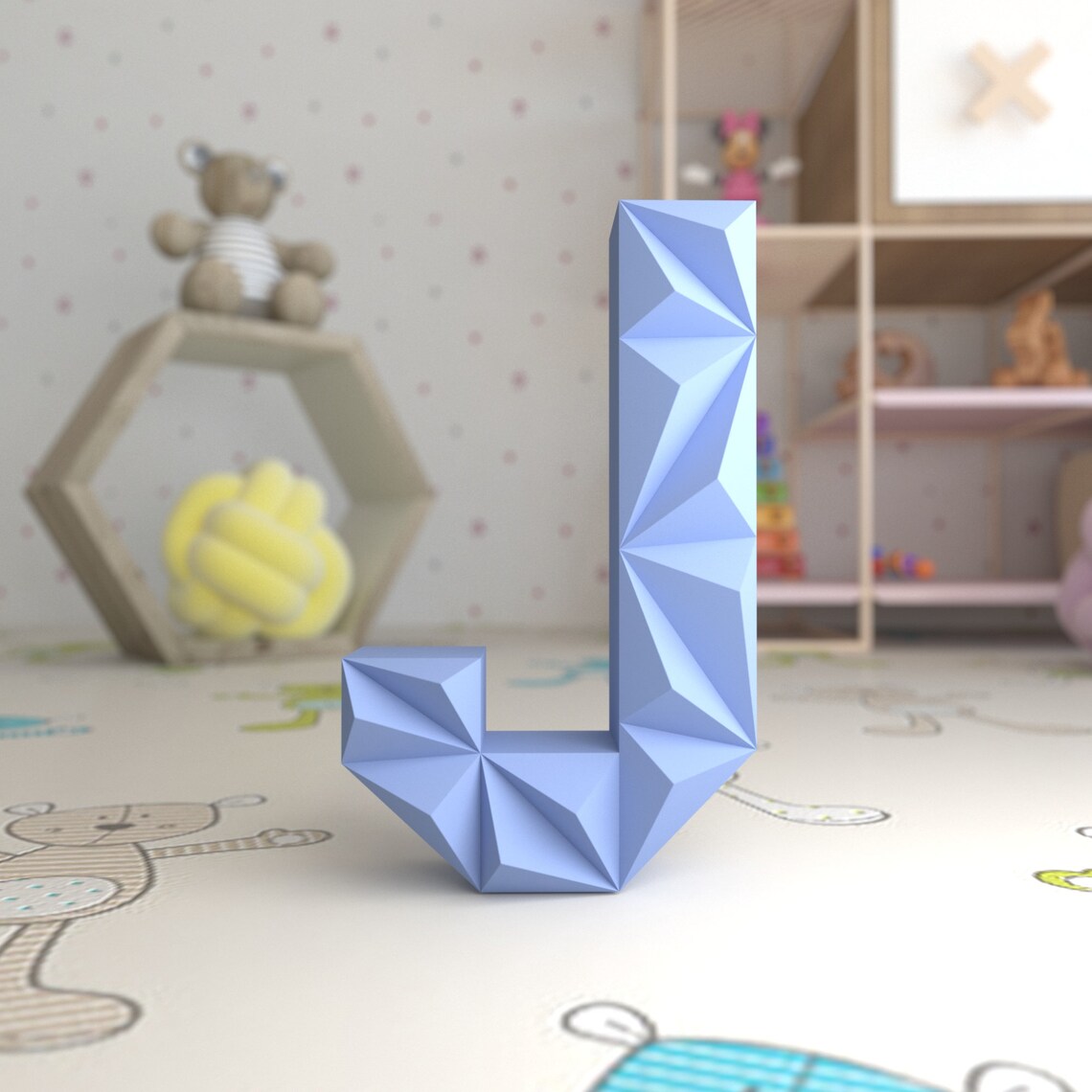 J Low Poly Papercraft, Letter, Alphabet J 3D, 3D Lyric, Gift ...